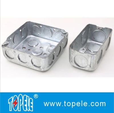 China 4 Inch 1.5 Inch Deep Steel Square Rectangular Conduit Outlet Junction Box 0.6mm to 1.6mm for sale