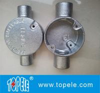 China BS4568 Two Way Malleable Iron Circular Electrical Junction Box - 60.3mm Diameter × 25.4mm Deep Through Way Design for sale
