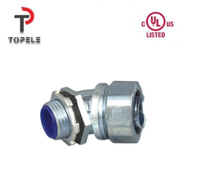 China Zinc Liquid Tight Flexible Conduit Connector 45 Degree Angle NPT 1/2 to 4 Inch UL for sale