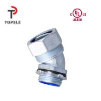 China Zinc Liquid Tight Flexible Conduit Connector 45 Degree Angle NPT 1/2 to 4 Inch UL for sale