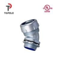 China Zinc Liquid Tight Flexible Conduit Connector 45 Degree Angle NPT 1/2 to 4 Inch UL for sale