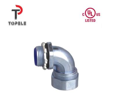 China Liquid Tight Flexible Conduit Connector 90 Degree Zinc Die Cast 1/2 to 4 Inch for sale
