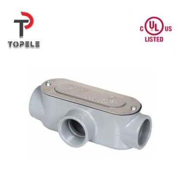 China TOPELE 4 Inch Aluminum Rigid Conduit Body T Type UL Listed 1/2-4 Trade Sizes for sale