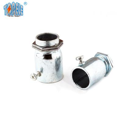 China IEC 61386 Electro-Galvanized Steel EMT Terminal Connector 20MM-50MM Metric Thread for Electrical Conduits for sale