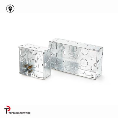 China BS4568 Steel GI Box One Gang 25mm 35mm Depth Pre Galvanized Electrical Box for sale