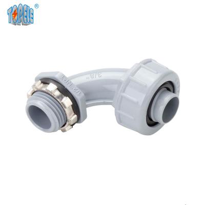 China TOPELE Liquid Tight NM 90-Degree PVC Conduit Connector IP68 Rated -10°C to 70°C Temperature Range 3/8