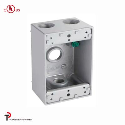 China Rectangle Aluminum Weatherproof Electrical Box 2 Gang 7 Hole 2-5/8 in Deep for sale