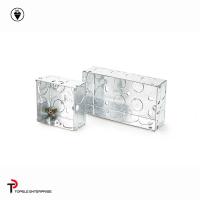 China TOPELE 2-Gang British Standard Metal Conduit Box with PVC - 35mm Depth, 0.8-1.2mm Steel Thickness for Surface Mounted Wiring for sale