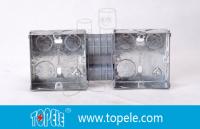 China TOPELE 2-Gang British Standard Metal Conduit Box with PVC - 35mm Depth, 0.8-1.2mm Steel Thickness for Surface Mounted Wiring for sale