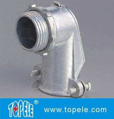 China 90 Degree Zinc Flexible Conduit Connector 3/8 to 2 Inch Squeeze Angle Fitting for sale