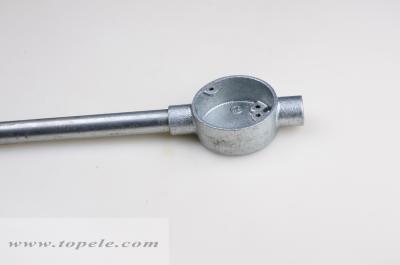 China GI Malleable Iron Circular Junction Box 60.3mm x 25.4mm Two Way Through Box for BS4568/BS31 Conduit Systems for sale