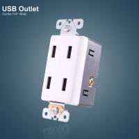 China TOPELE White 4 USB Ports GFCI Receptacle Outlet with 4.2A Total Output and Screwless Plate for 110-250V Systems for sale