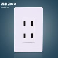 China TOPELE White 4 USB Ports GFCI Receptacle Outlet with 4.2A Total Output and Screwless Plate for 110-250V Systems for sale
