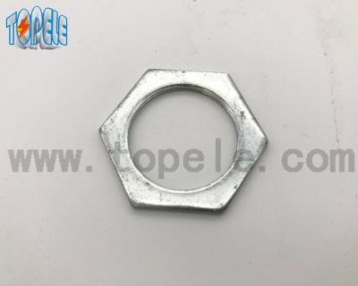 China BS Standard Steel Hexagon Locknut 20mm 25mm 32mm Conduit Pipe Fittings for sale