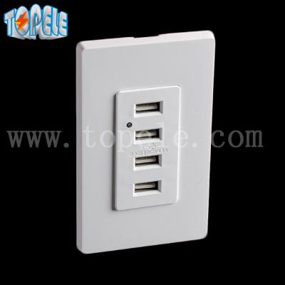 China LD-U002 4.2A Smart USB Wall Outlet with 4 Ports and Dual Wall Plates for 110-250V Installation for sale