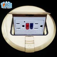 China Square Panel Copper & Round Aluminum Alloy Pop-up Floor Socket GFCI Receptacles 125V 15A/20A with 1.2mm Metal Box for sale