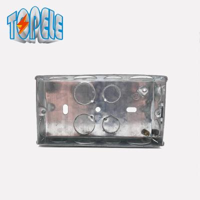 China BS4662 2 Gang 25mm Steel Flush Box 0.6mm Galvanized Switch Box for sale