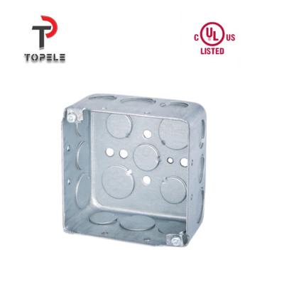 China Galvanized Steel Square Junction Box 4x4 Inch Drawn Type 1-1/2 to 2-1/8 Inch Depth for sale