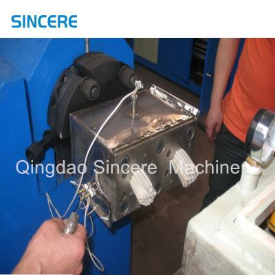 China MBBR Plastic Biofilm Profile Extrusion Line featuring 16holes Profile Structure and SJ55 33 Machine Model for Manufacturing for sale