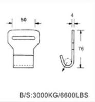 China High performance 2 inch alloy screw eye forged flat hook for straps for sale
