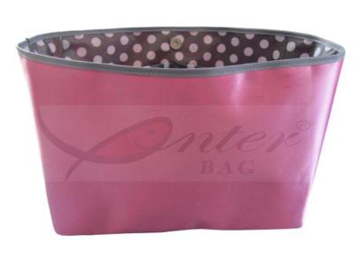 China Pink Satin Zippered Purse Organizer Insert / Interior Purse Organizer for sale