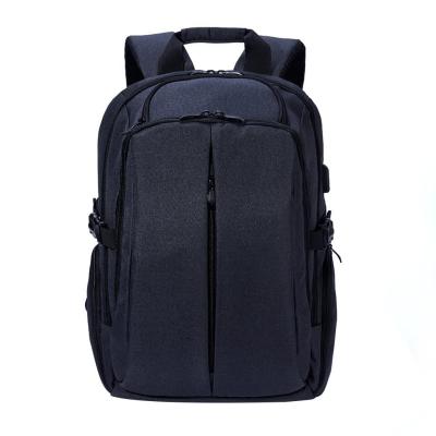 China Waterproof Polyester Laptop Bag Backpack With USB Charge Port Black Color for sale
