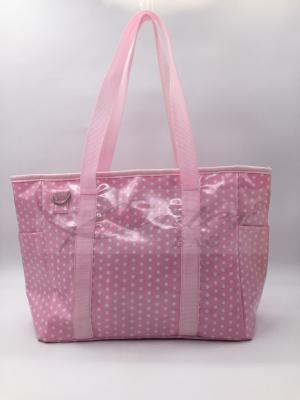 China Pink Coating Polyester Tote Diaper Bags Stylish Diaper Bags For Mom 33*27*14.5CM for sale