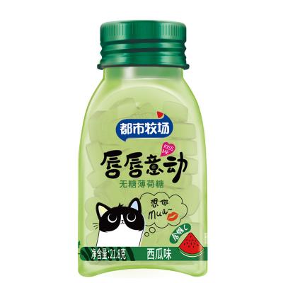 China Customizable Color Bottle Color Aluminum Lid 22g Vitamin C Sugar Free Mints Heart Shape Watermelon Flavor Health Candy for sale