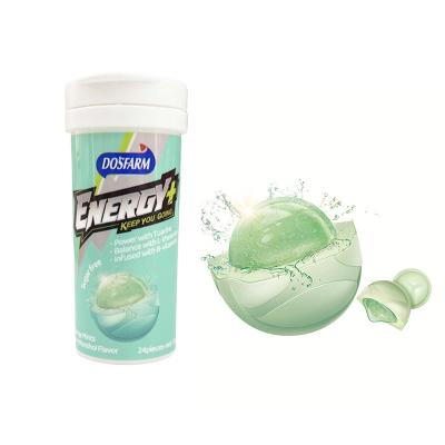 China Lime Menthol Flavor Center Filled Energy Mints With Candy Shape OEM Factory for sale