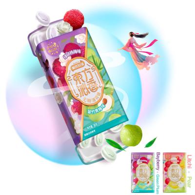 China DIY Customized Sugar Free Mints In Bayberry Green Plum Litchi And Pear Flavor For Room Temperature Storage for sale