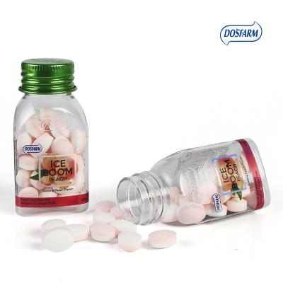China Full vitamin C fruit flavors OEM sugar free tablet candy with triangle bottle for sale