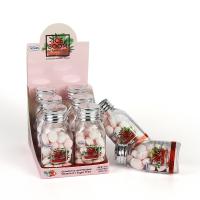 China Pink Box Strawberry Fruit Candy Fruit Hard Candy Full of Vitamin C Healthy Candy Packed in Special Triangel Bottle for sale