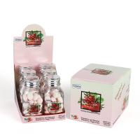 China Pink Box Strawberry Fruit Candy Fruit Hard Candy Full of Vitamin C Healthy Candy Packed in Special Triangel Bottle for sale