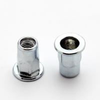China Yellow Zinc Carbon Steel M6 Flat Round Head Half Hex Rivet Nut for Internal and External Use for sale