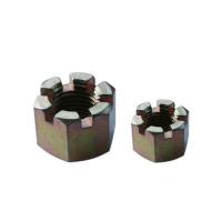 China Slotted Nut DIN 935 M4 Castle Nut Hexagon Lock Nut with Flange Round Slot for Secure Fastening for sale