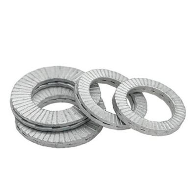 China DIN Standard Stainless Steel Two-fold Double Stack Self Locking Washer with ZINC Finish for sale