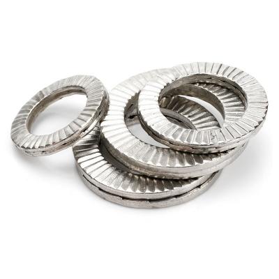China ISO9001 Certified DIN25201 Double Stacked Self-Locking Gaskets M3-30 65Mn Zinc White for sale