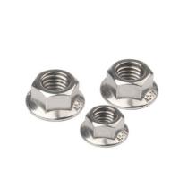 China 304 M8 Hex Lock Din6923 Self Locking Hexagon Flange Nut with Plain Surface Treatment for sale