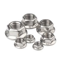 China 304 M8 Hex Lock Din6923 Self Locking Hexagon Flange Nut with Plain Surface Treatment for sale