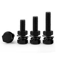 China Grade 8.8 Heavy Hex Bolt with Nut and Washer Black Finish High Strength Steel Fastener for sale