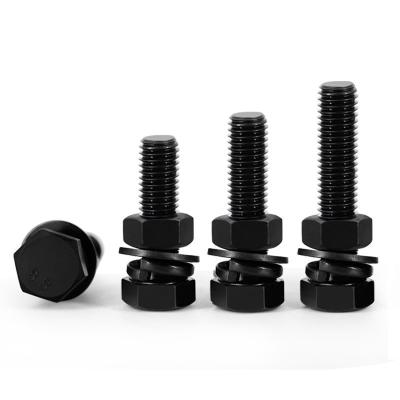 China Grade 8.8 Heavy Hex Bolt with Nut and Washer Black Finish High Strength Steel Fastener for sale