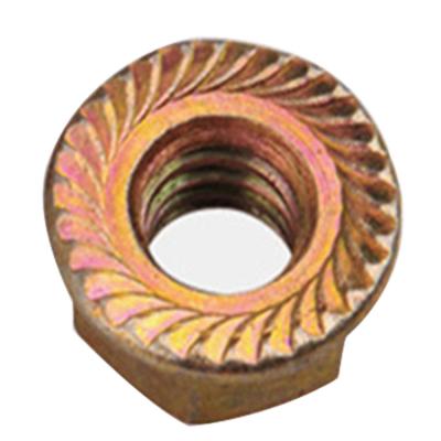 China DIN6923 Polished Finish Flange Nut with Gasket Serrated Anti Slip White Zinc 8mm for sale
