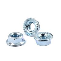China DIN6923 Polished Finish Flange Nut with Gasket Serrated Anti Slip White Zinc 8mm for sale