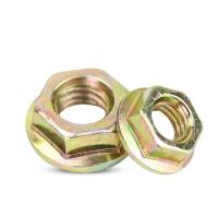 China DIN6923 Polished Finish Flange Nut with Gasket Serrated Anti Slip White Zinc 8mm for sale