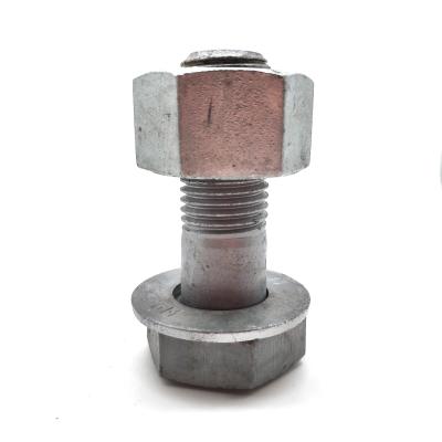 China M16 HDG Hex Head Electric Bolt with Hex Nut and Washer Steel Grade 8.8 Black Oxide for sale