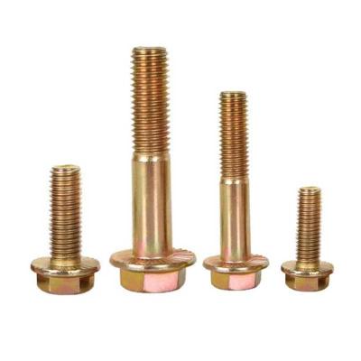 China 12.9 Grade Yellow Zinc Coated DIN6921 Hex Head Flange Bolt M10 M12 M6 for Building for sale