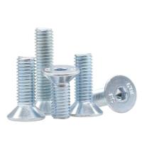 China DIN7991 CSK Flat Head Hex Socket Bolt Screw M6x20 White Blue Zinc Plated for sale