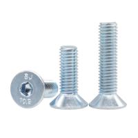 China DIN7991 CSK Flat Head Hex Socket Bolt Screw M6x20 White Blue Zinc Plated for sale