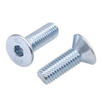 China DIN7991 CSK Flat Head Hex Socket Bolt Screw M6x20 White Blue Zinc Plated for sale
