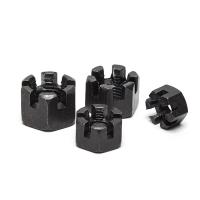 China Precision Nonstandard Parts OEM Service Fine Toothed Slotted Nut Black Finish M6-M30 for sale